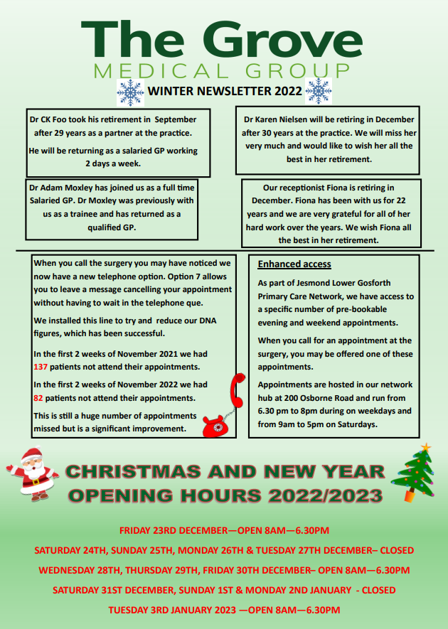 Practice Newsletter - The Grove Medical Group